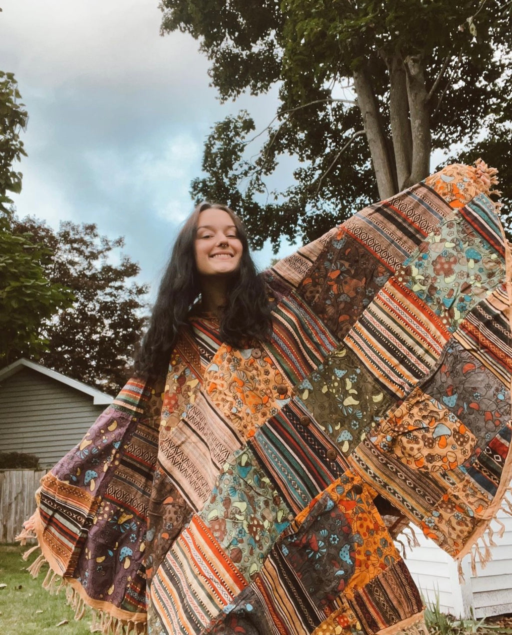 MUSHROOM PATCH PONCHO - RUST – ordinaryselenophile
