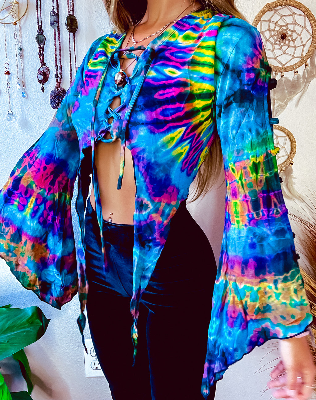 TRIXIE BELL SLEEVE HOODED TOP - TURQUOISE – ordinaryselenophile